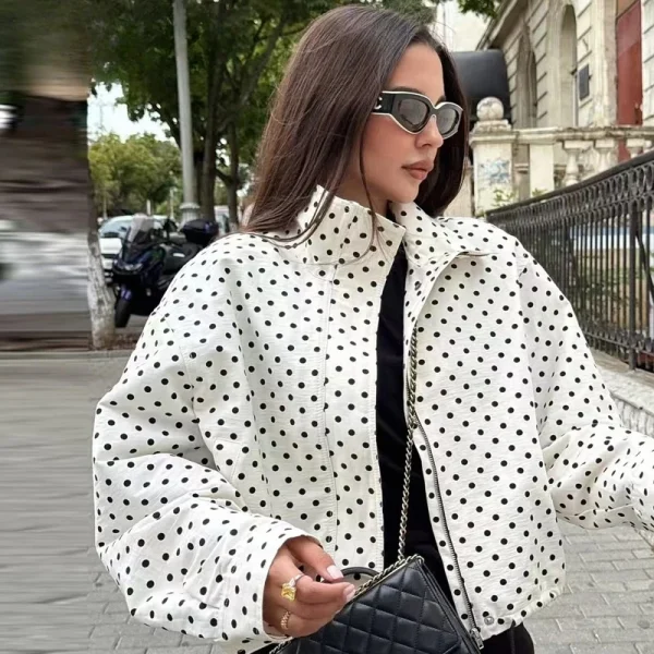 Spring New Polka Dot Bomber Jacket Women Demi-Season Oversized Long ...